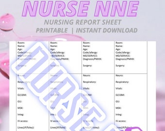 Nursing Report Sheet for 4 Patients, Medical Floor Nursing, TOA Report ...