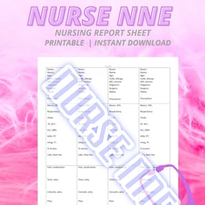 Nursing Report Sheet for 4 Patients (printable PDF) - Etsy