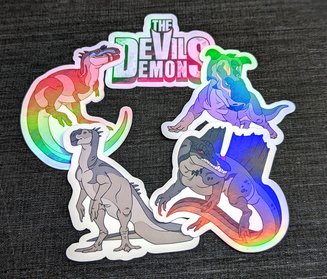 The Devils Demons Holo Stickers - Dinosaur Webcomic - Etsy