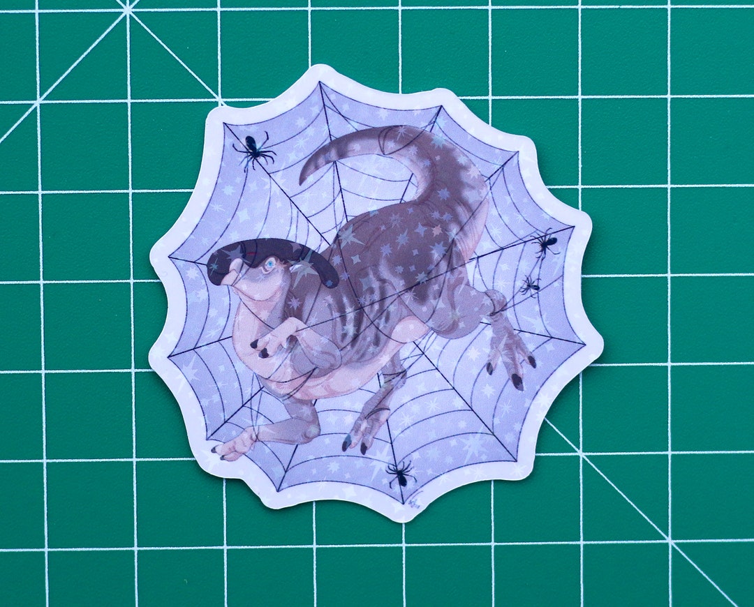 Halloween Parasaur - Spider Web - Dinosaur Sticker - Etsy