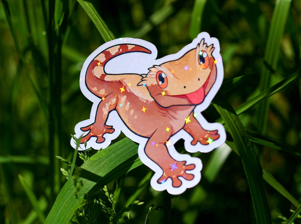 Crested Gecko Sticker - Lizard - Handmade - Reptile - Vinyl - Shiny ...