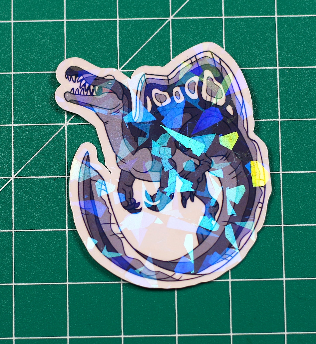 Black Spinosaurus Sticker Dinosaur - Handmade - Vinyl - Shiny Sparkle ...