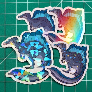 Spinosaurus Sticker - 4 Variants - Handmade - Vinyl - Shiny Sparkle - Etsy