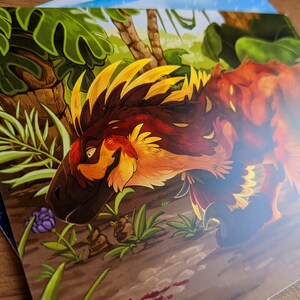 Postcard - Dinosaur Fire Raptor - Etsy