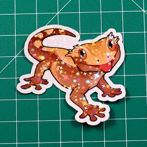Crested Gecko Sticker - Lizard - Handmade - Reptile - Vinyl - Shiny ...