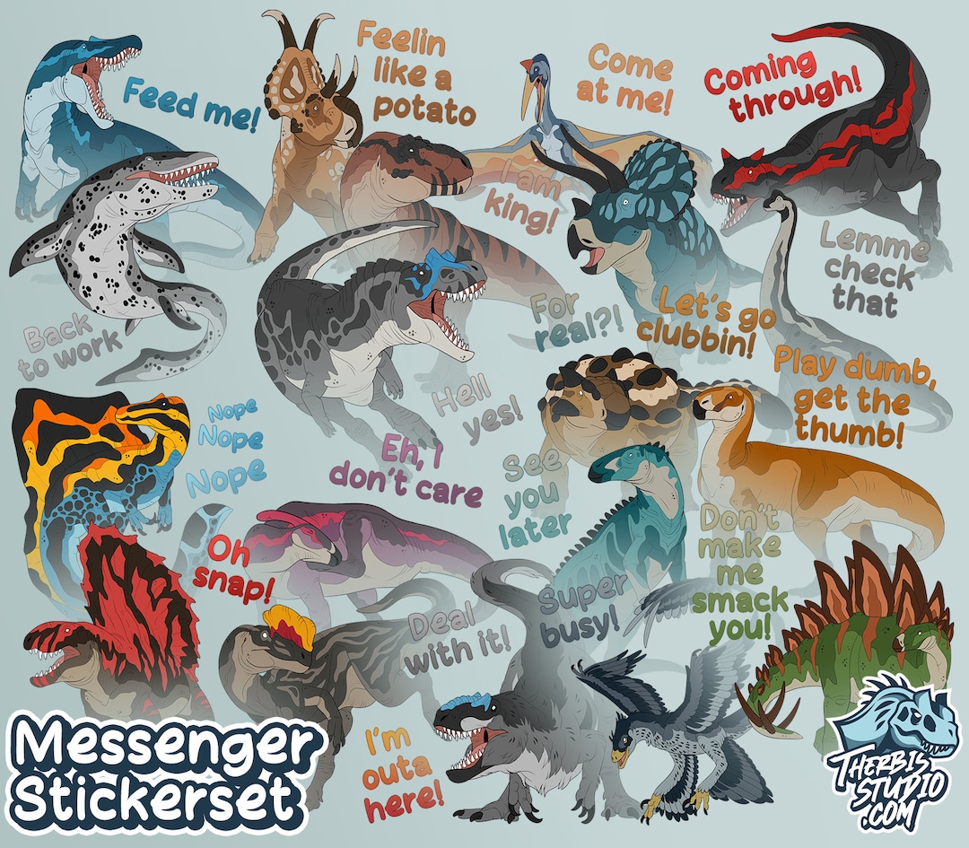Messenger Dinosaurier Stickerset - Whatsapp - Telegram - Discord - Etsy
