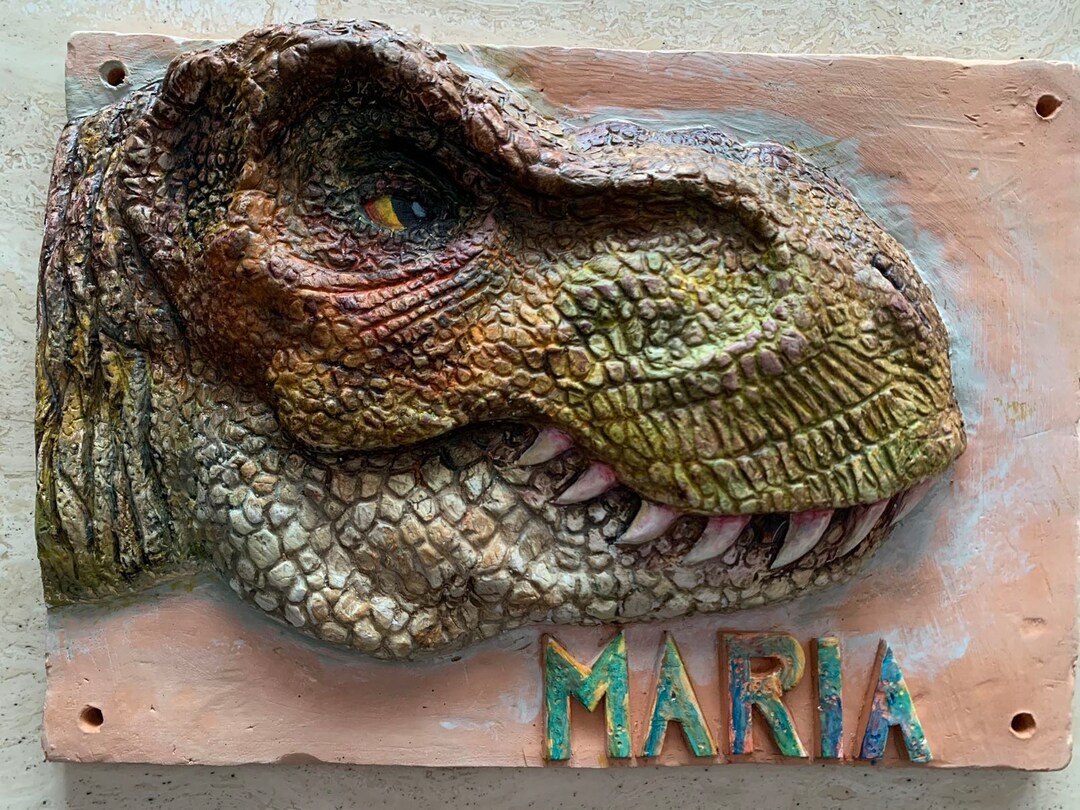 Personalized Clay Dinosaur With Name to Hang on the Wall ...