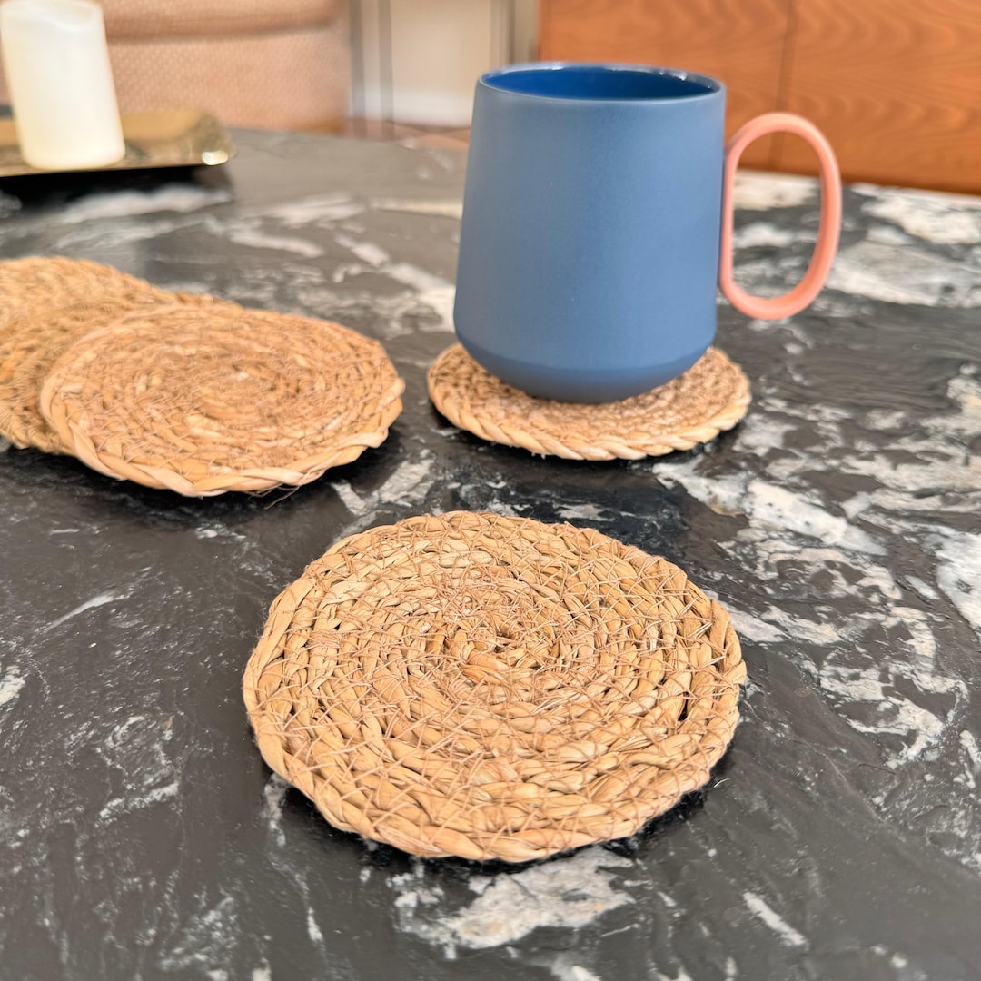 Round Sea Grass Coasters, Set of 6 Jute Coaster, Bohemian Coasters ...