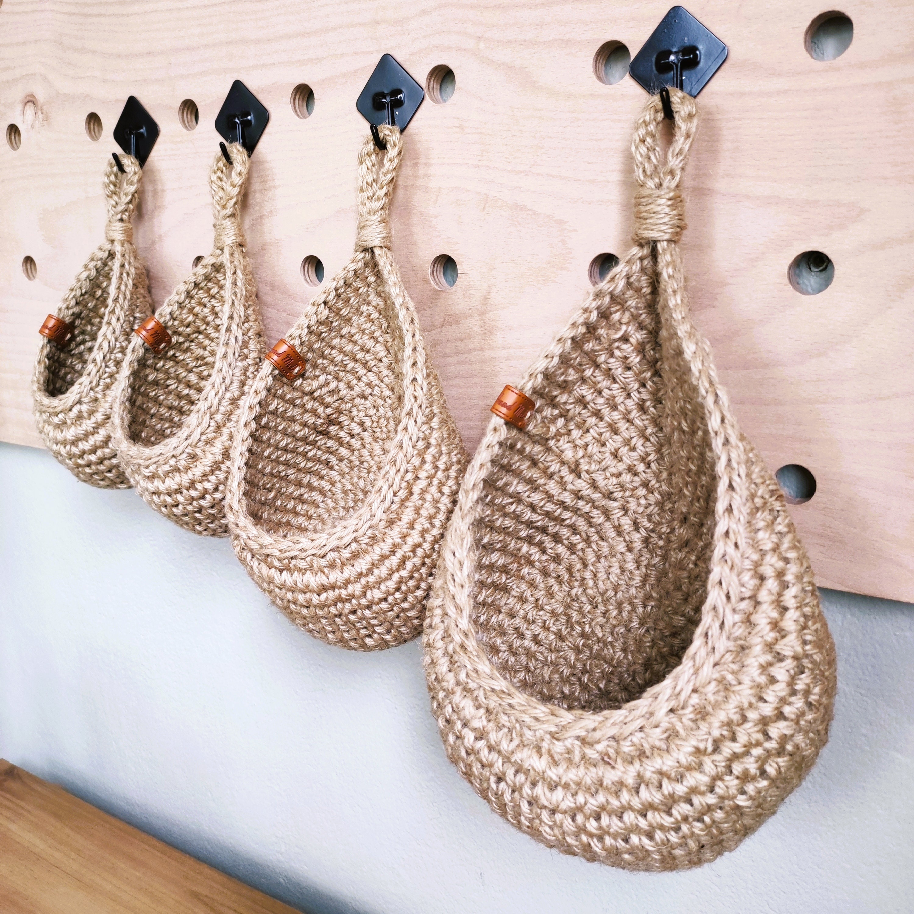 Jute Hanging Wall Baskets Kitchen Basket Rustic Baskets Set - Etsy ...