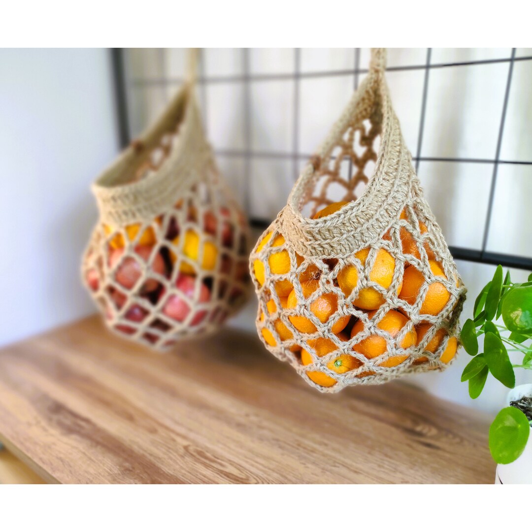 Jute Hanging Mesh Basket: Kitchen Storage Organizer - Etsy