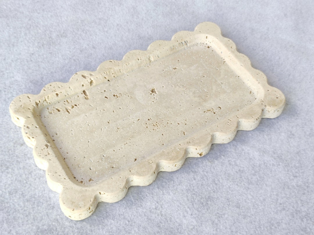 TRAVERTINE Scalloped Rectangle Tray 28cm.x16cm.x2cm ST3 Design - Etsy