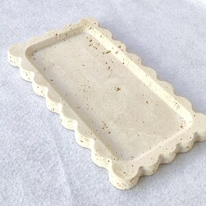 TRAVERTINE long Tray 40cm.x25cm.x2cm Scalloped Rectangle ST3 Design - Etsy