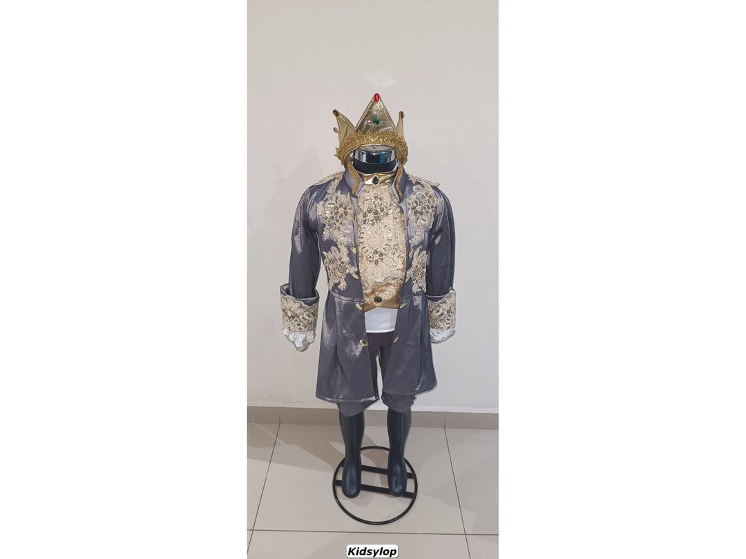 Luxurious Prince Costume for Boys With Gray Jacket and Gold Details ...