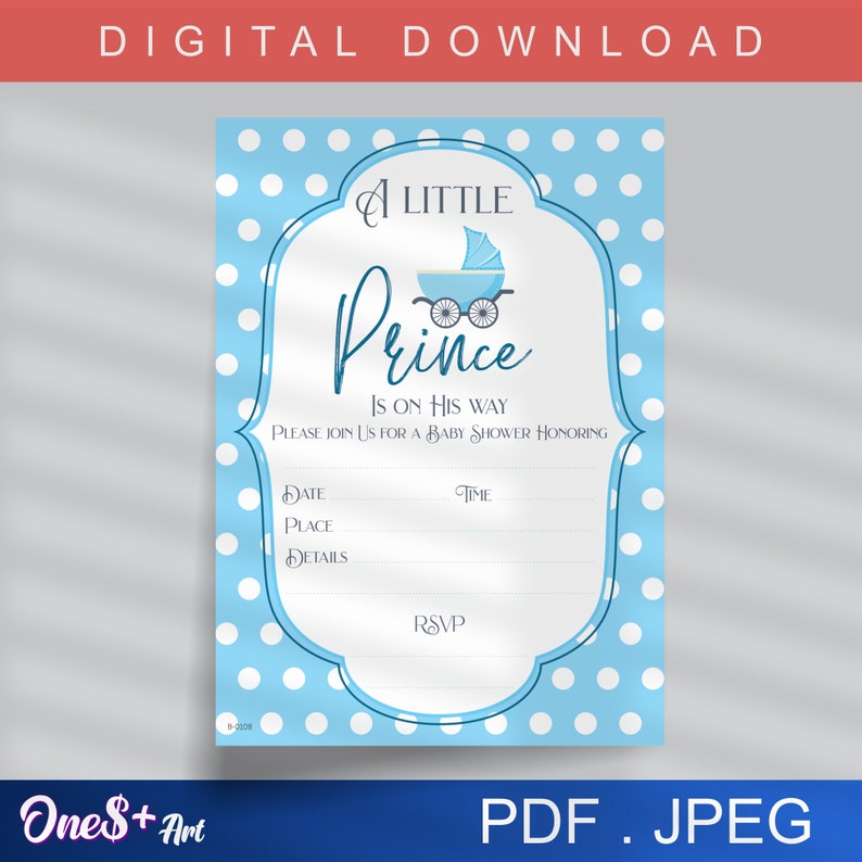 Printable Blue Baby Cart A Little Prince is on His Way 5x7 - Etsy
