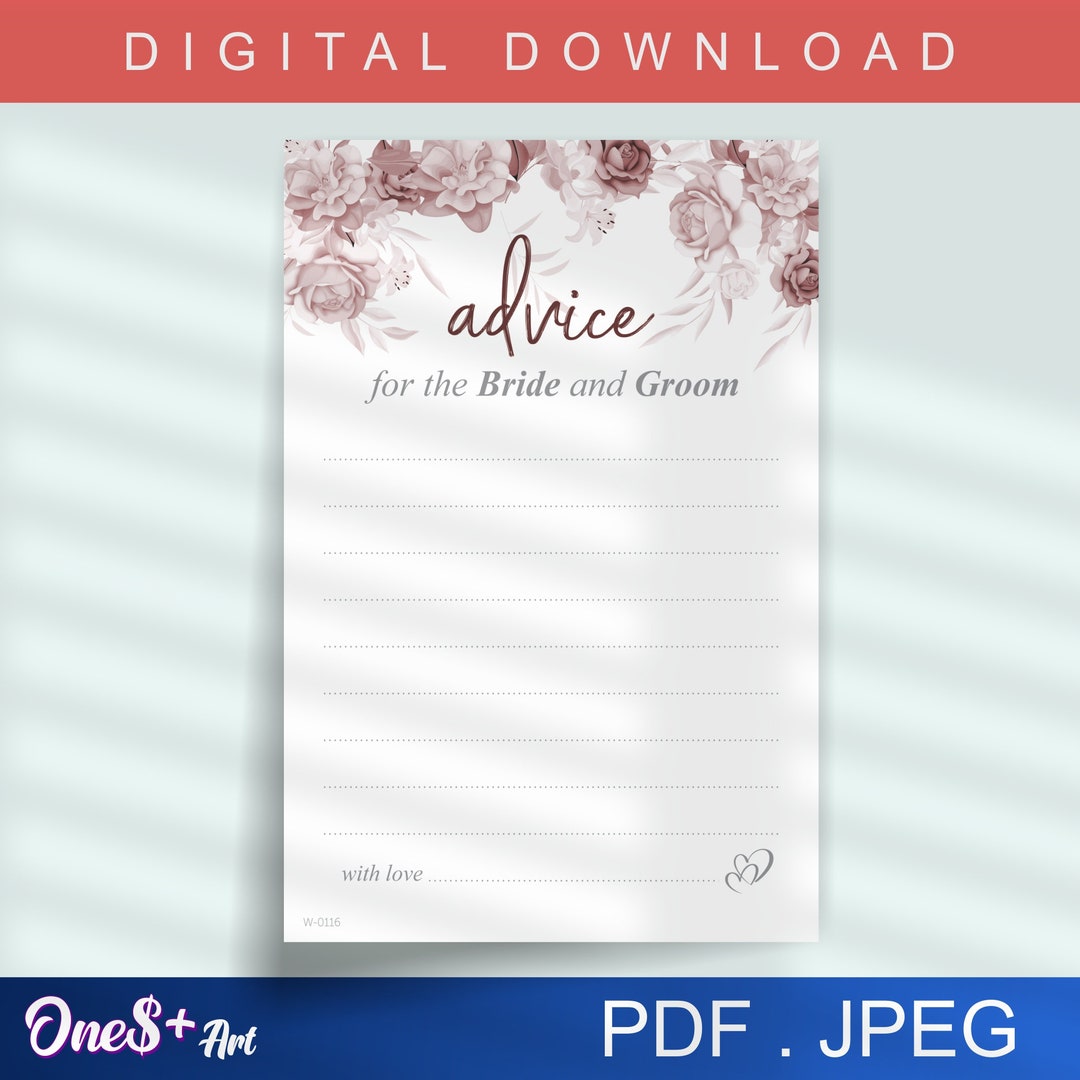 Printable Old Fashion Vintage Style Advice for the Bride and Groom 4x6 ...