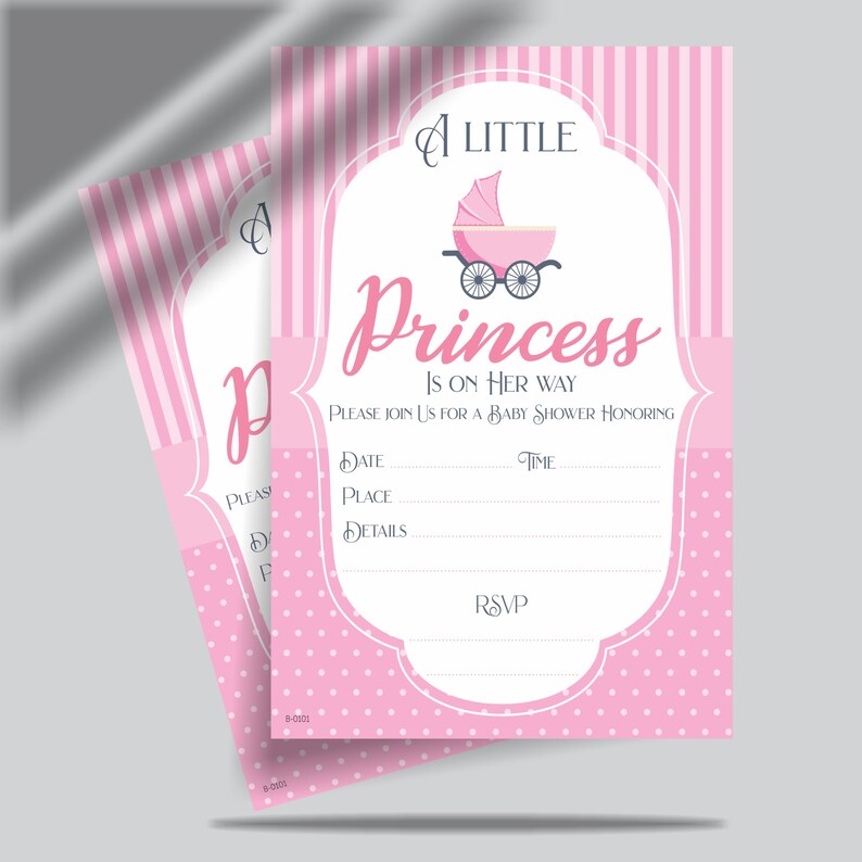 Printable Pink Card A Little Princess is on Her Way 5x7 Digital ...