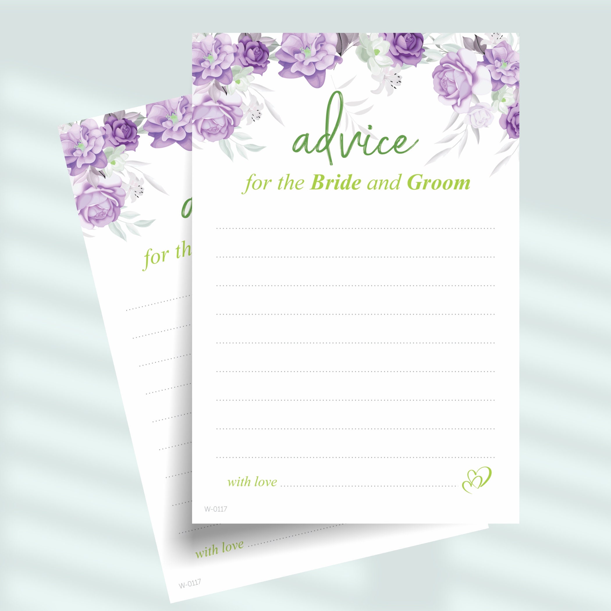 Printable Purple Flowers Advice for the Bride and Groom 4x6 Digital ...