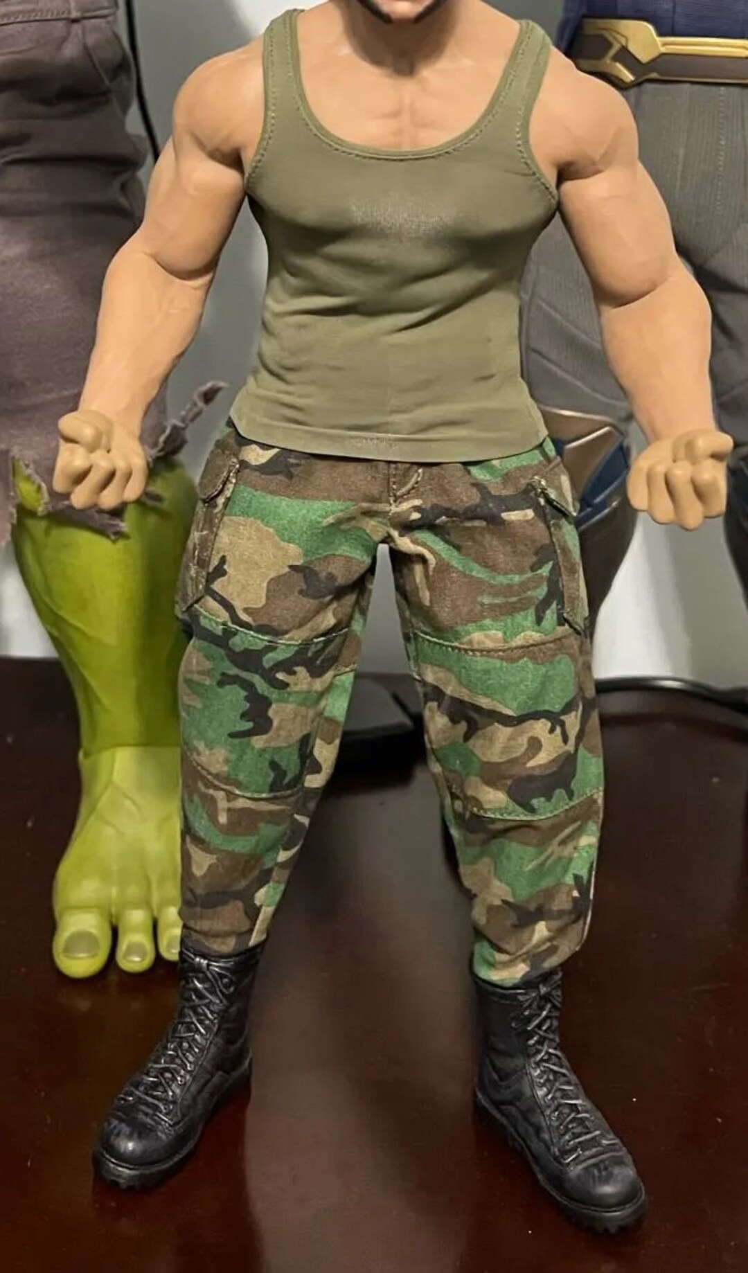 Soldier Tactical Clothes 1/6 Muscle Male Vest Camo Pants Belt Shoes ...