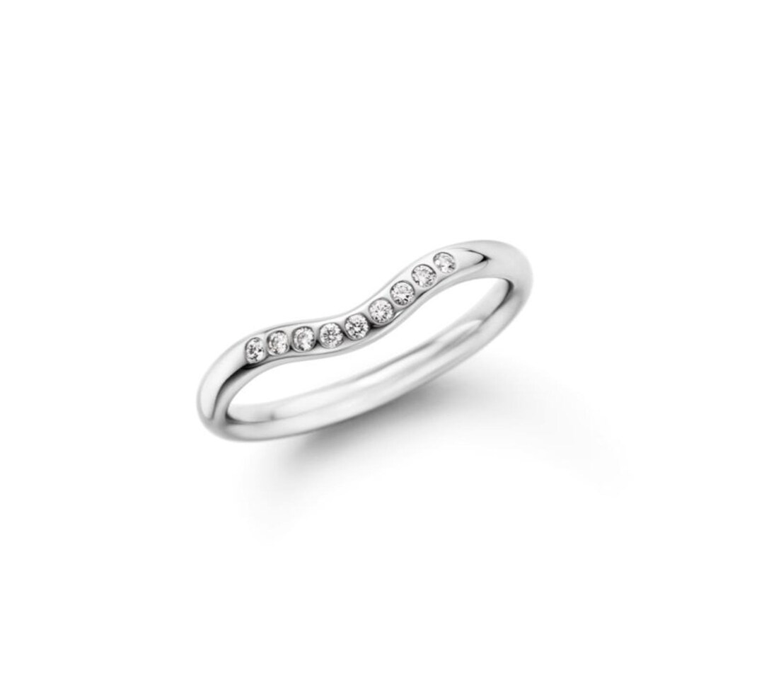 TIFFANY & CO Elsa Peretti 950 Platinum Natural Diamond Curved 2mm Band Ring Size 4.5 - Etsy