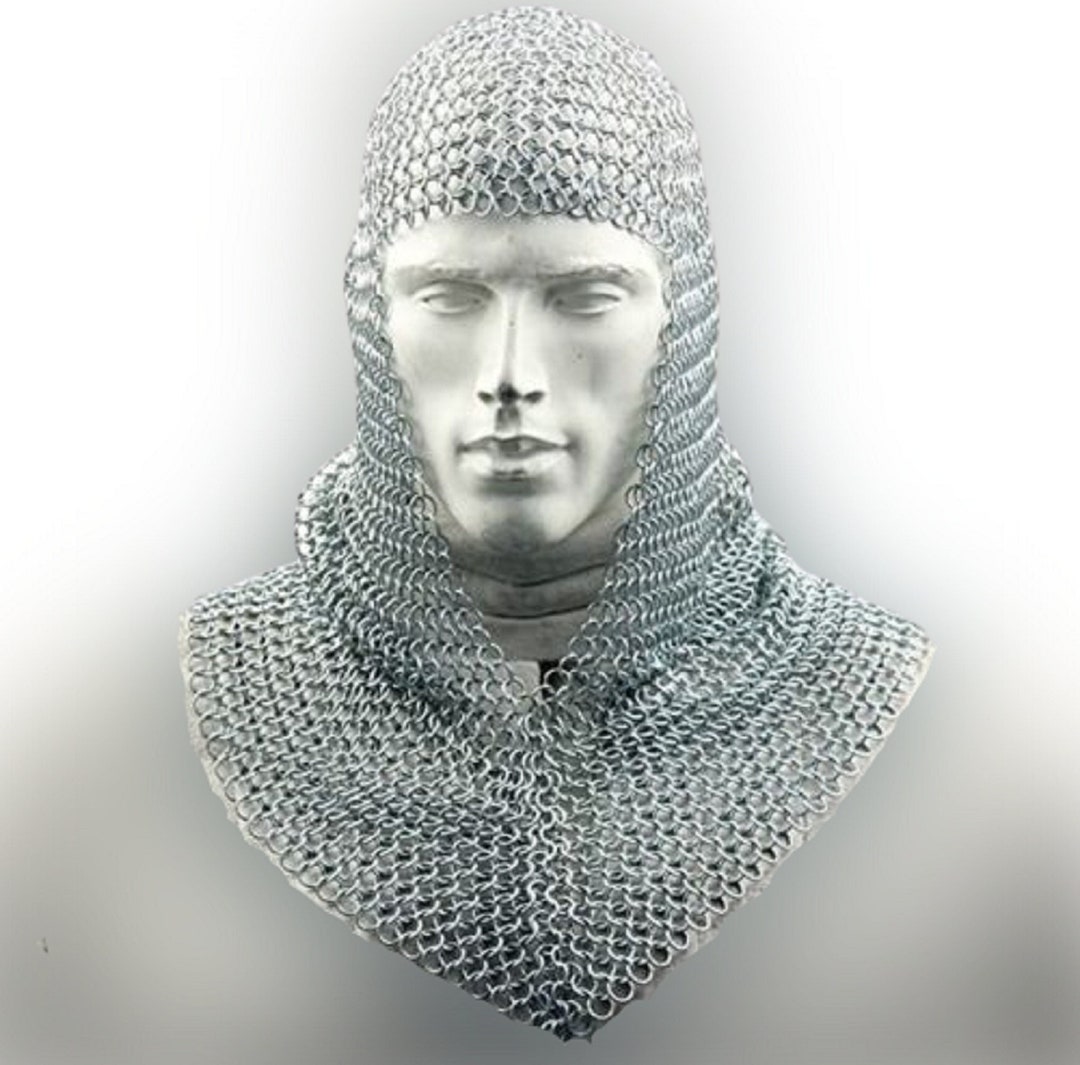 Warrior Replicas Medieval Halloween Aluminium Butted Chainmail Hood ...