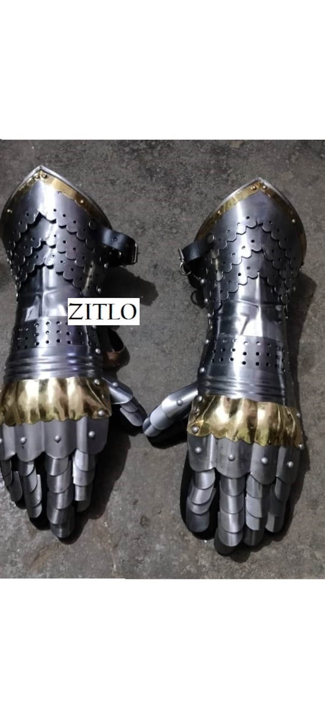 Medieval Knight Armor Mild Steel Gauntlet Gloves With Brass - Etsy