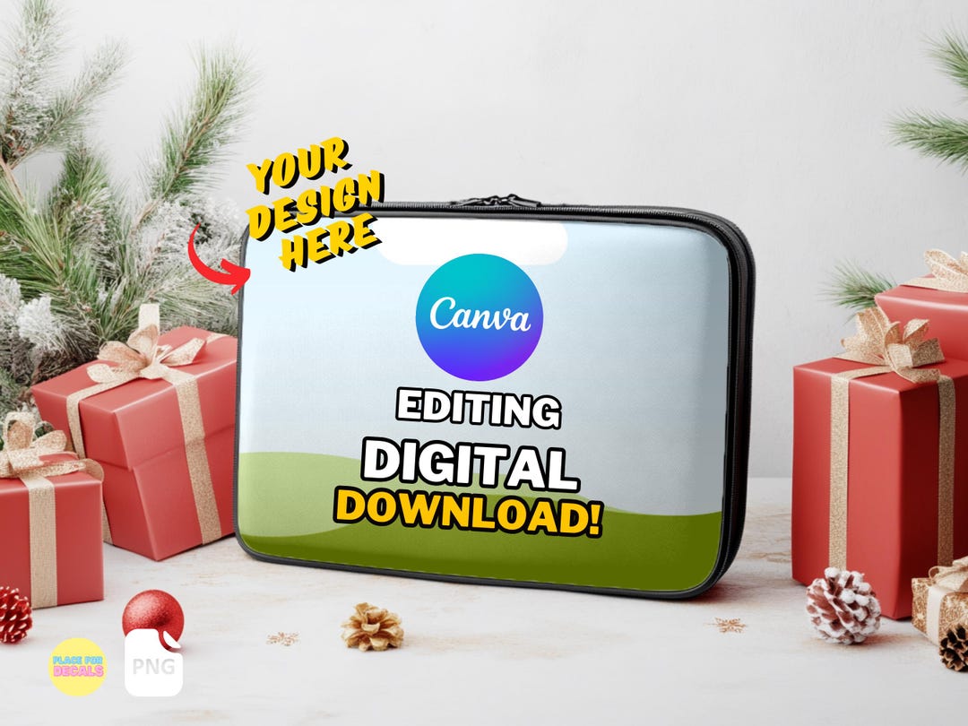 Christmas Laptop Case Mockup | Realistic Shadows | Add Your Own Design ...