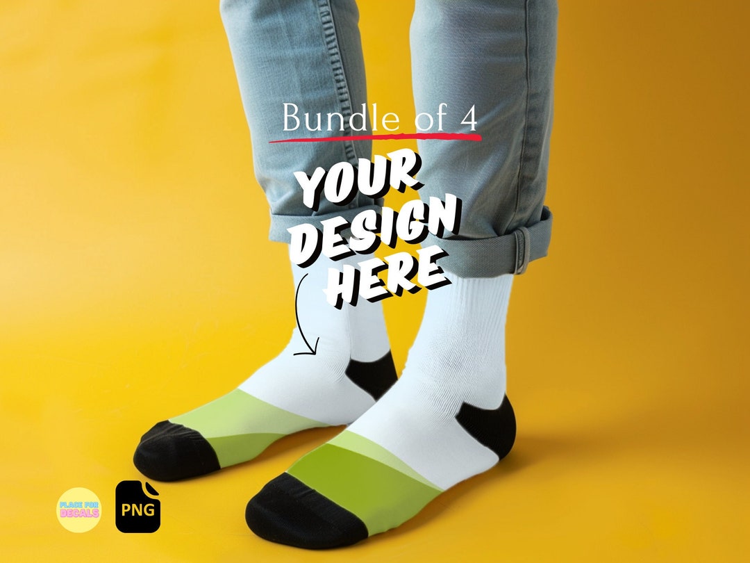 Men's Sock Mock-up Bundle Pack of 4 Easy to Use Drag & Drop Canva ...