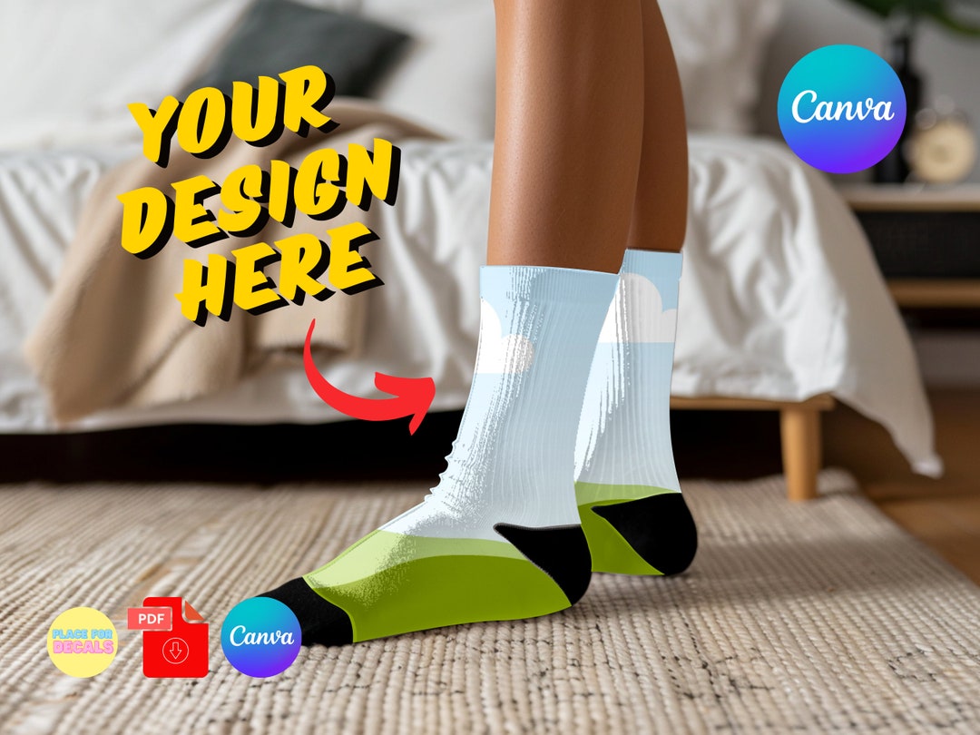 Sublimation Socks Mockup Compatible With Canva Easily Edit With Your ...