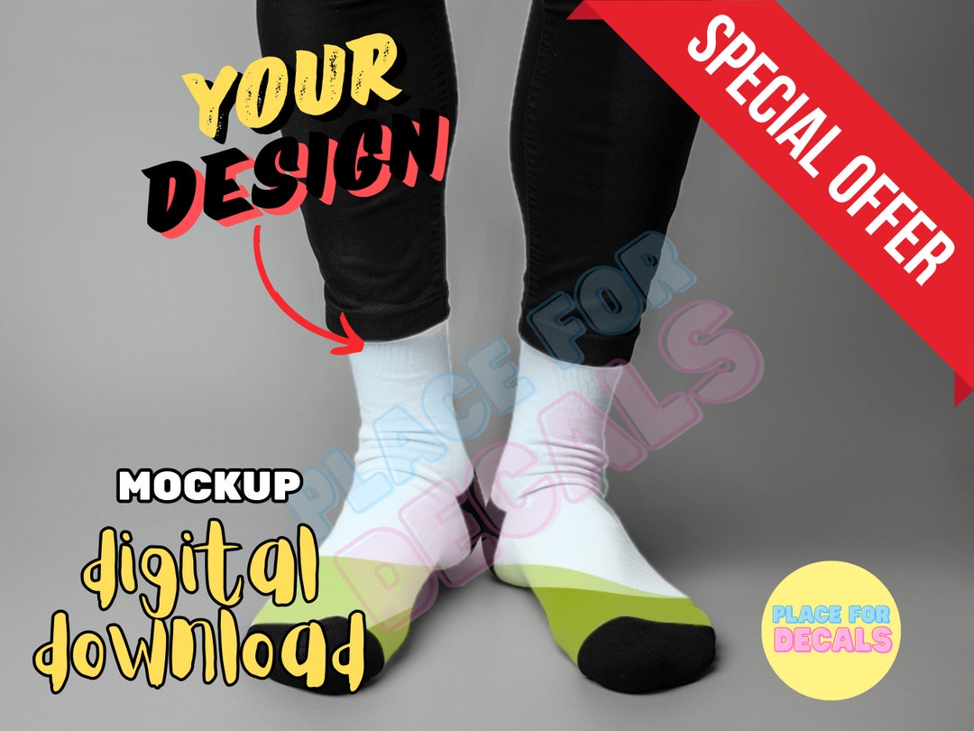 Model Men's Sock Mockup Digital Easy to Use Drag & Drop Editing Your ...