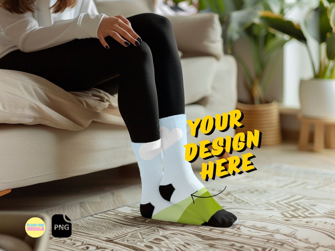 Easy to Use Sock Mockup Digital Download Drag & Drop Editing Your Own ...