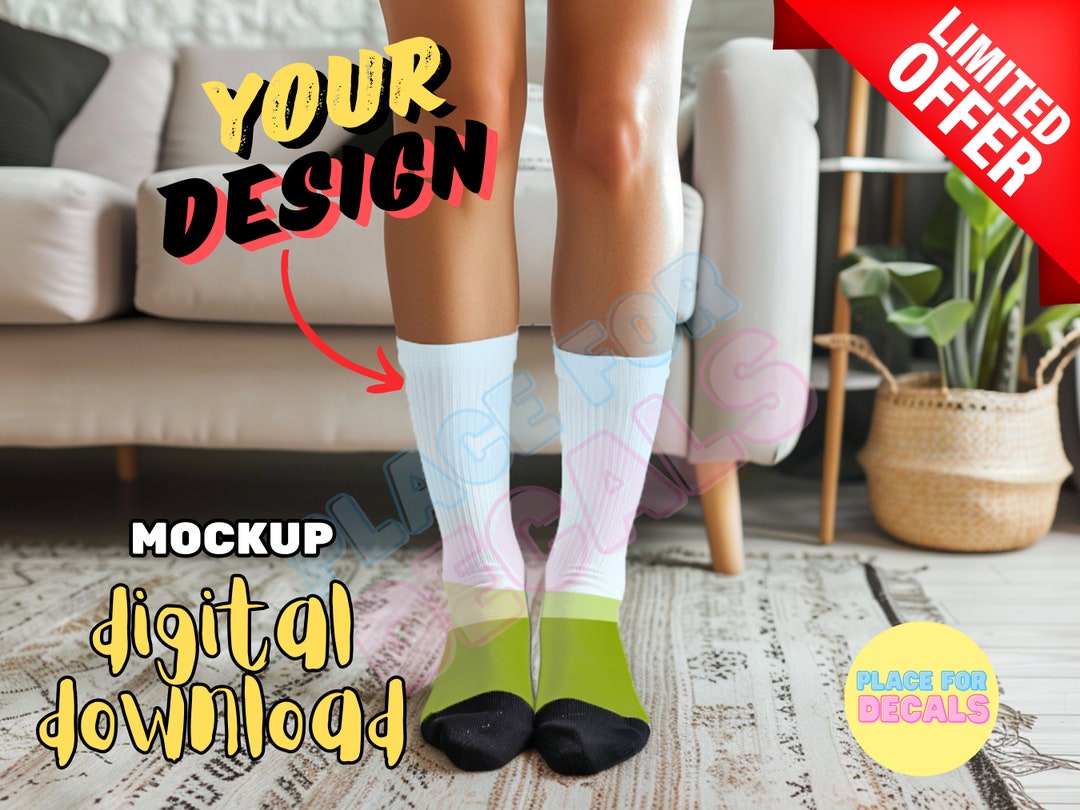 Sock Mockup Digital Download Easy to Use Drag & Drop Editing Your Own ...