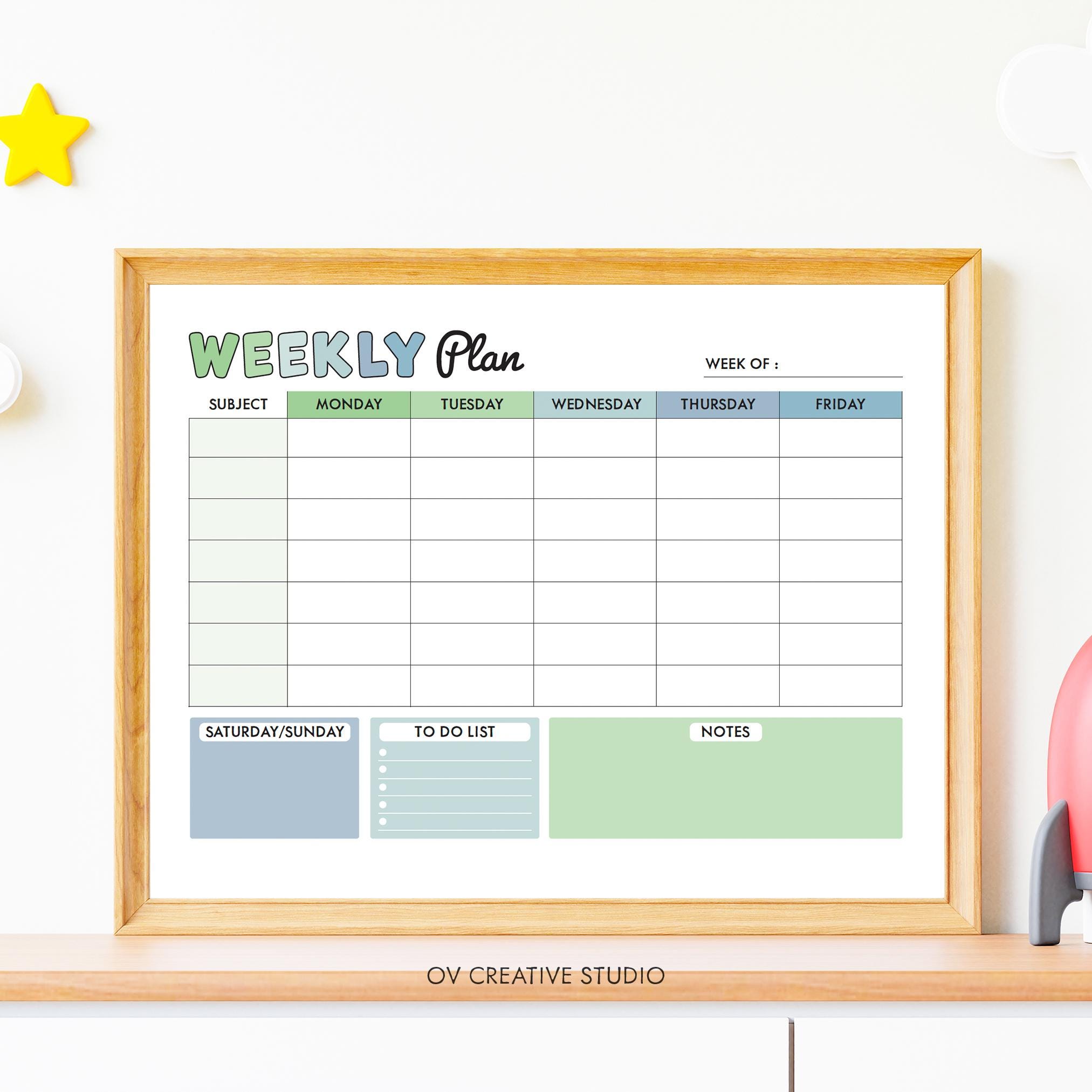 Editable Homeschool Weekly Schedule | Kids Weekly Plan | Printable ...