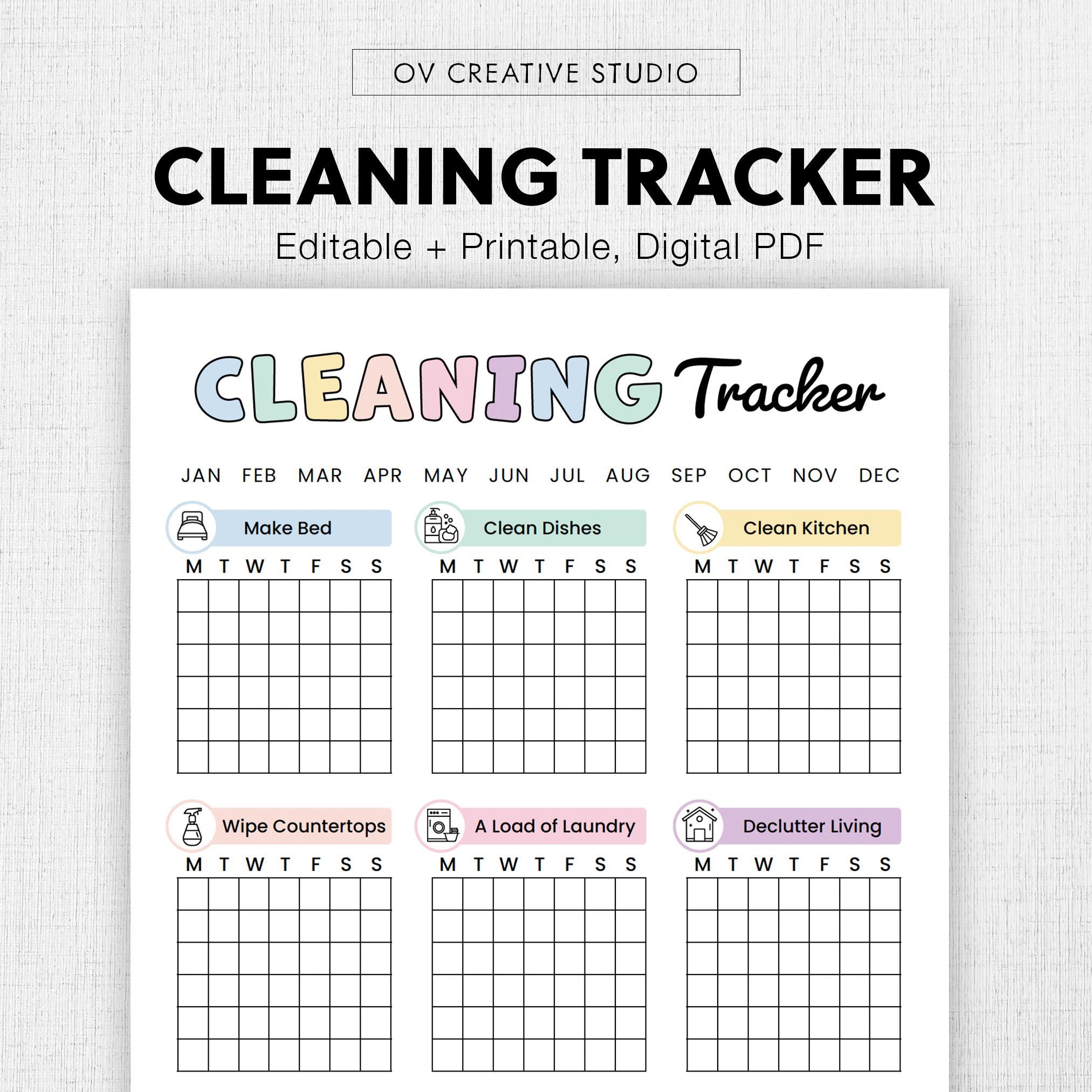 Cleaning Tracker | Printable Cleaning Monthly Checklist, Daily Cleaning ...