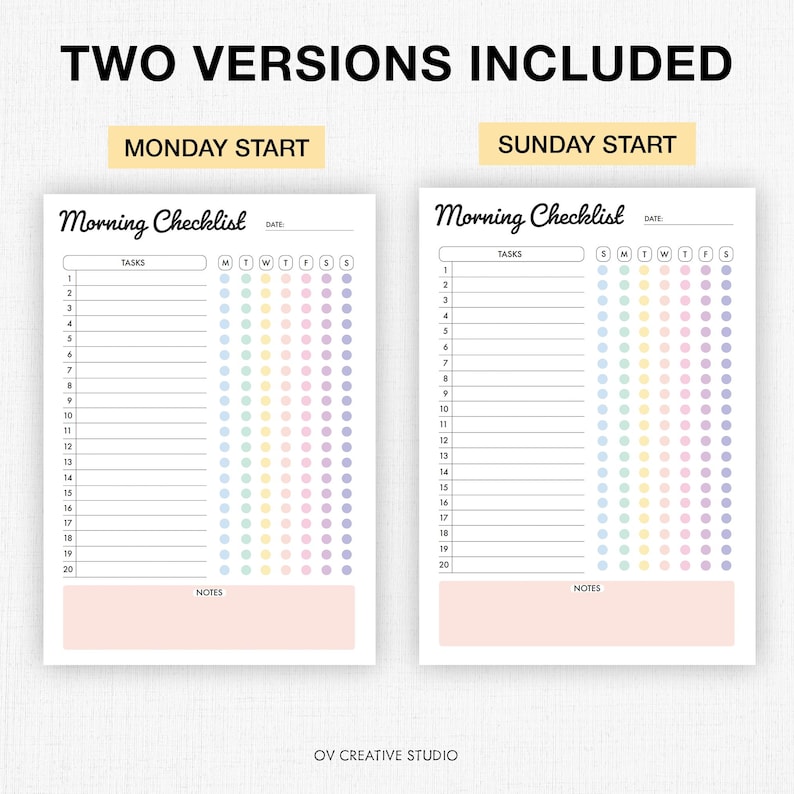 Editable Daily Checklist Printable | Morning, Afternoon, Evening ...