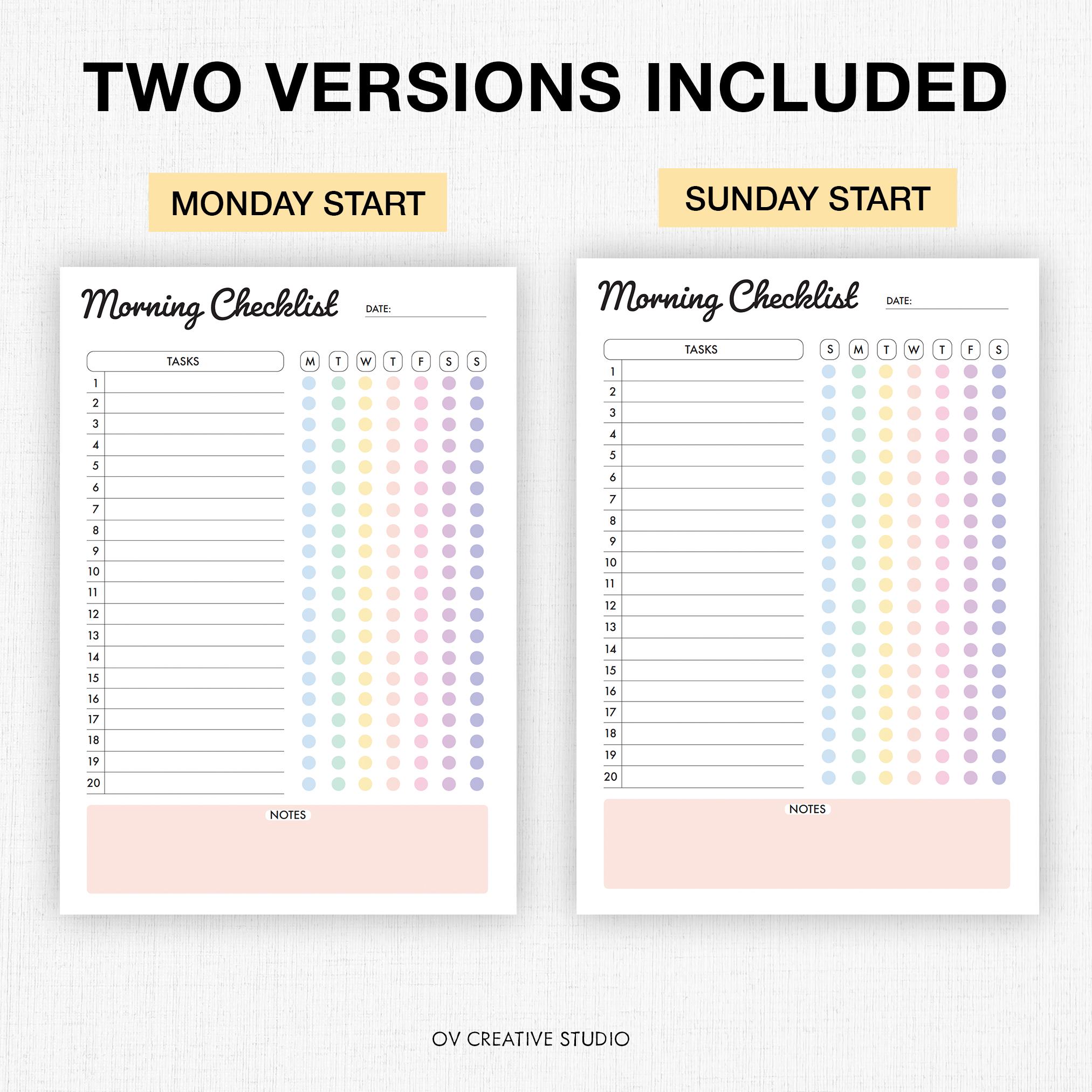 Editable Daily Checklist Printable | Morning, Afternoon, Evening ...