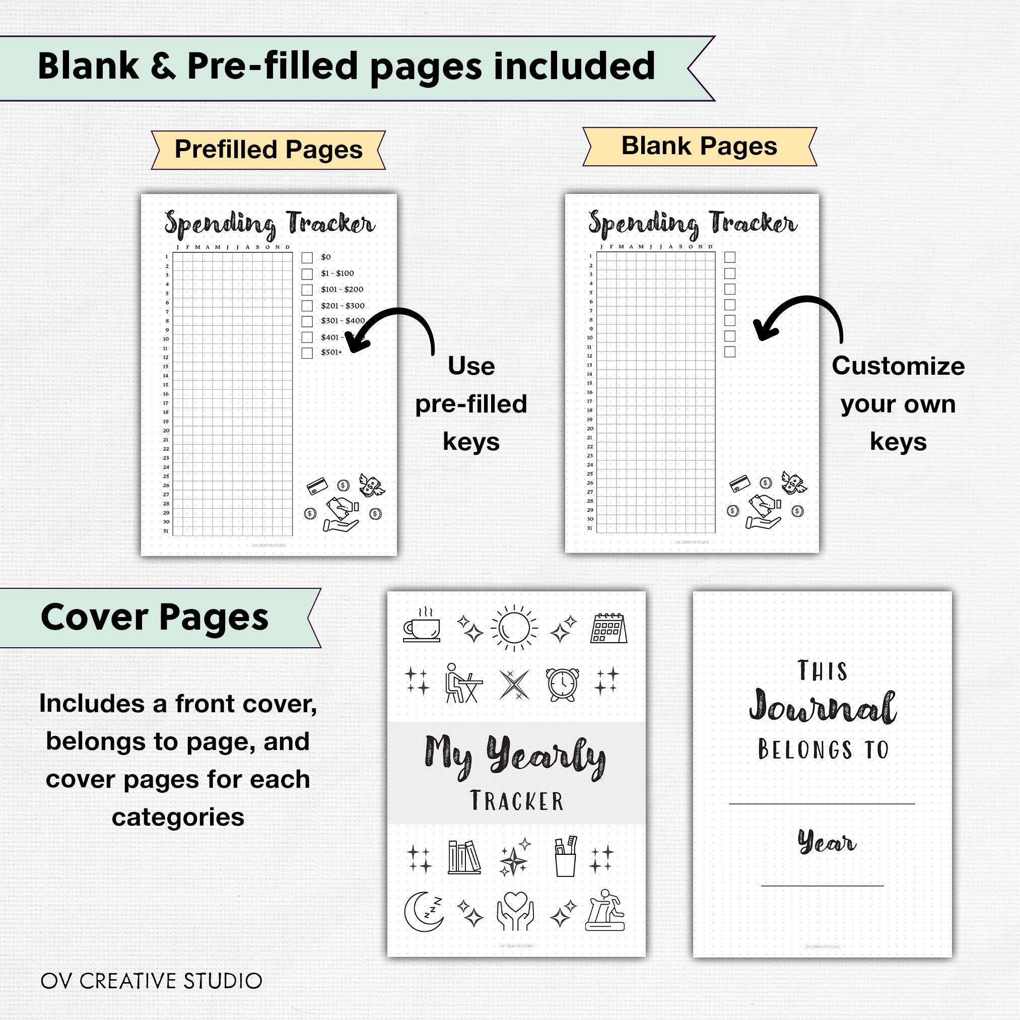 2026 Yearly Pixel Tracker Bundle, Printable Premade Bullet Journal 2026 ...