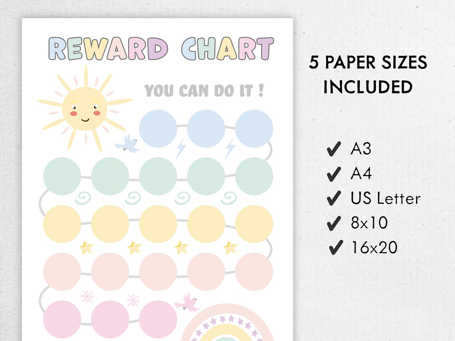 Printable Reward Chart Printable | Rainbow Good Behavior Chart | Kids ...