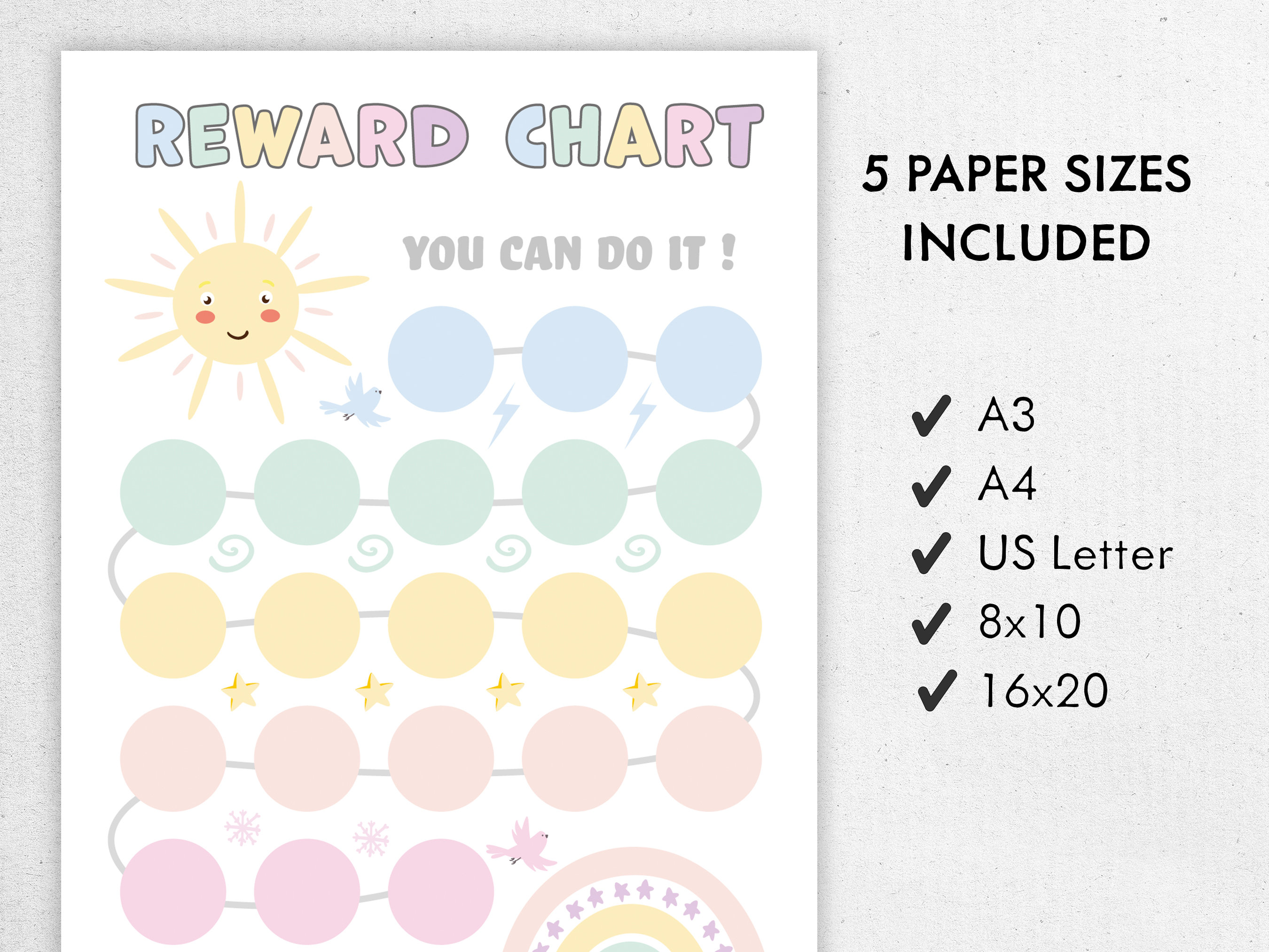 Printable Reward Chart Printable Rainbow Good Behavior Chart - Etsy UK
