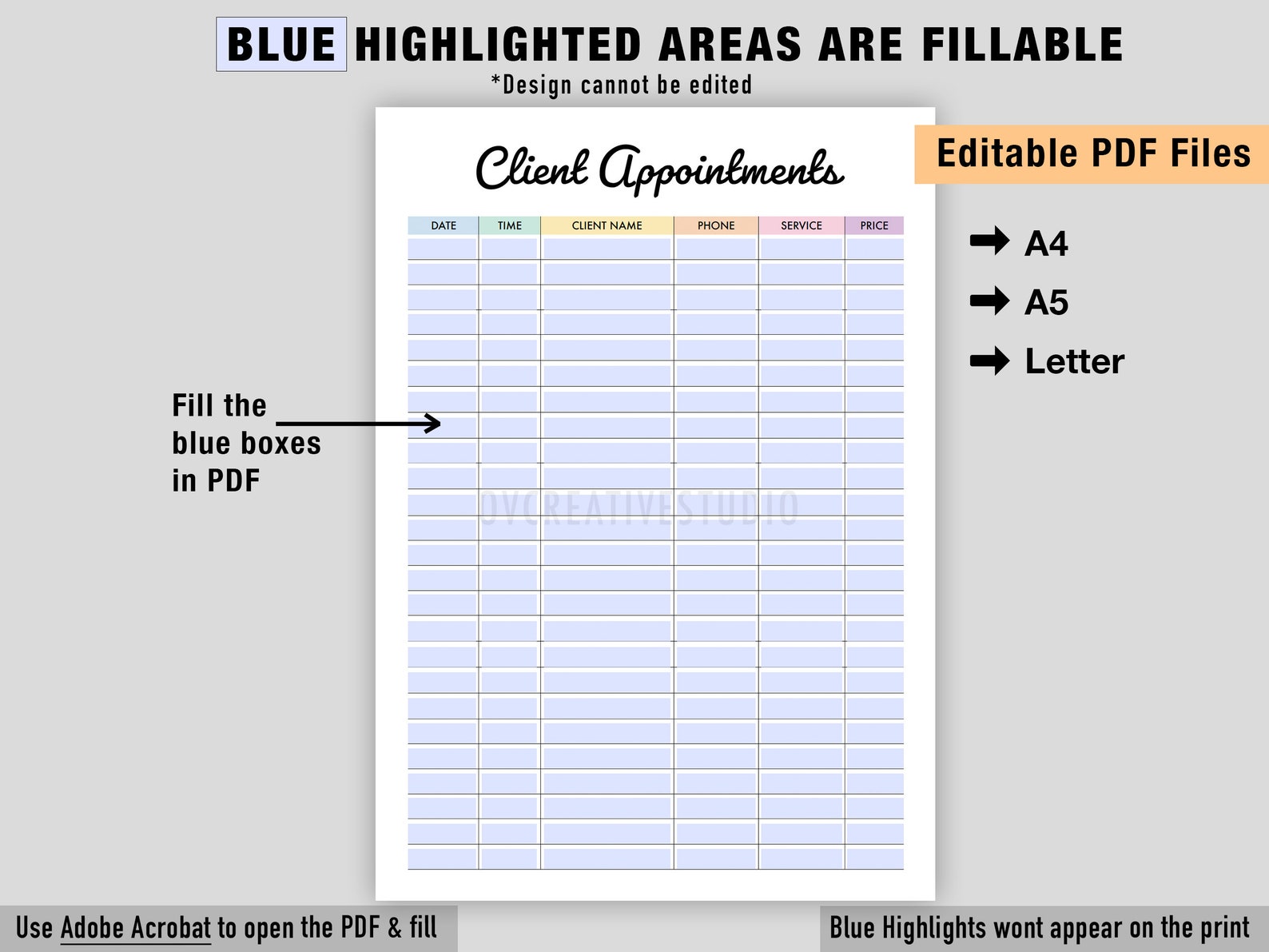 Editable Client Appointment Tracker Printable Client Tracker | Etsy