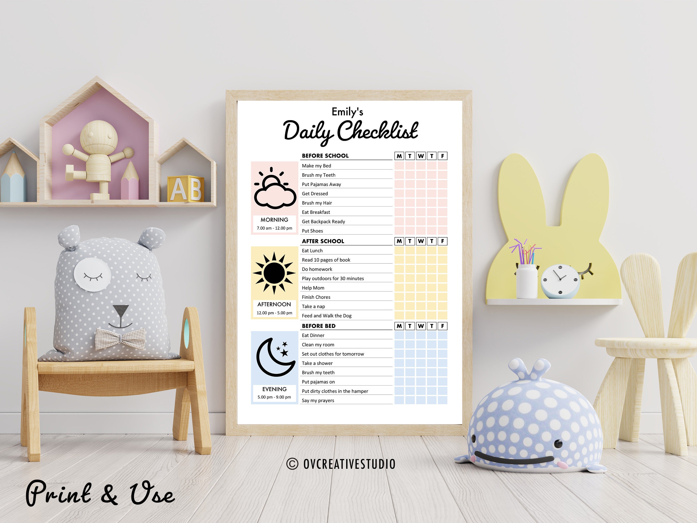 Editable Daily Checklist for Kids Printable Kids - Etsy UK
