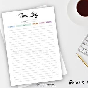 Editable Time Log, Time Sheet, Printable Work Planner, Time Tracker ...