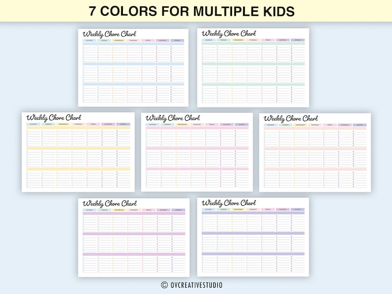 Editable Weekly Chore Chart for Multiple Kids | Printable, Digital ...