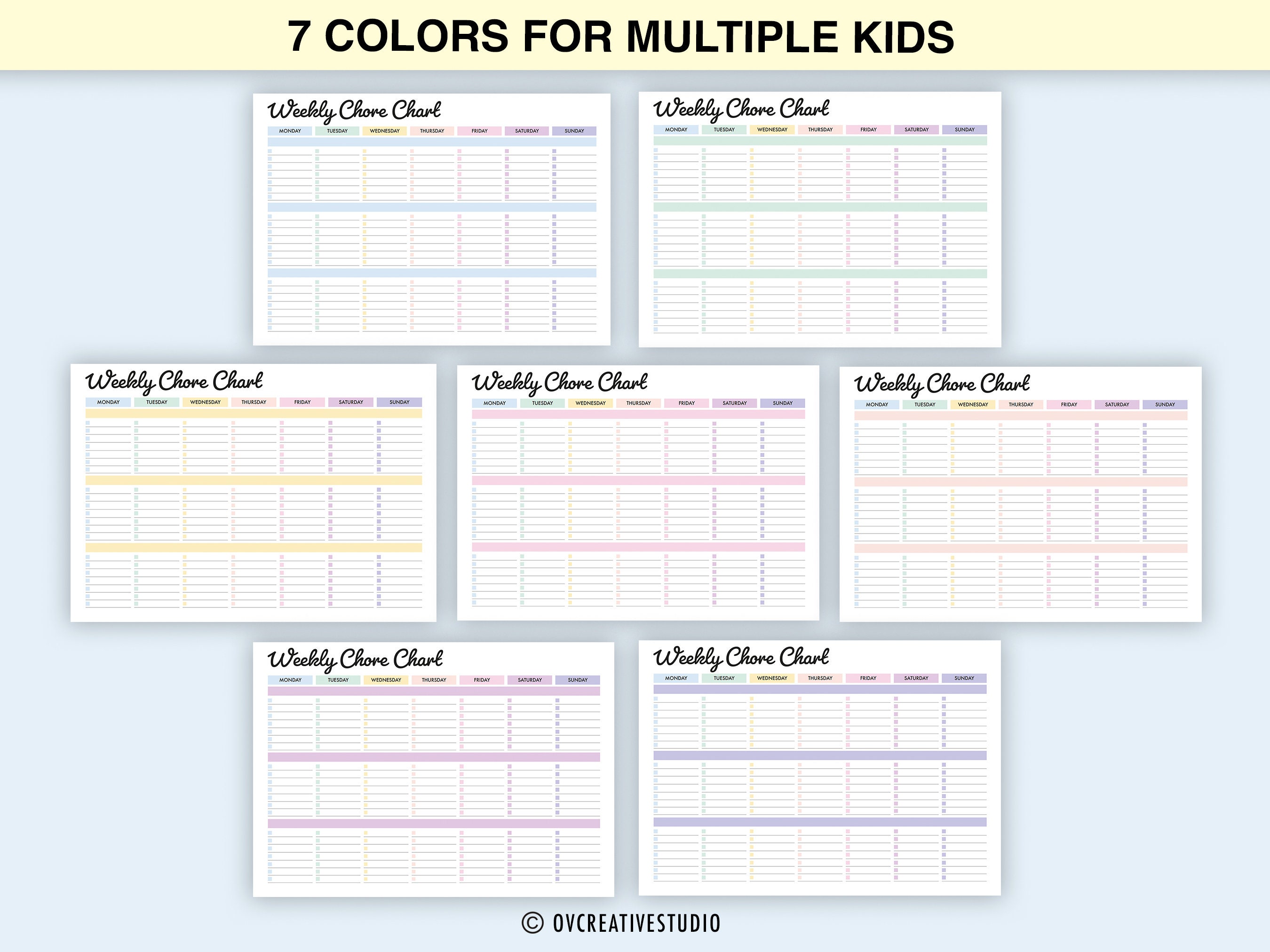 Editable Weekly Chore Chart for Multiple Kids | Printable, Digital ...