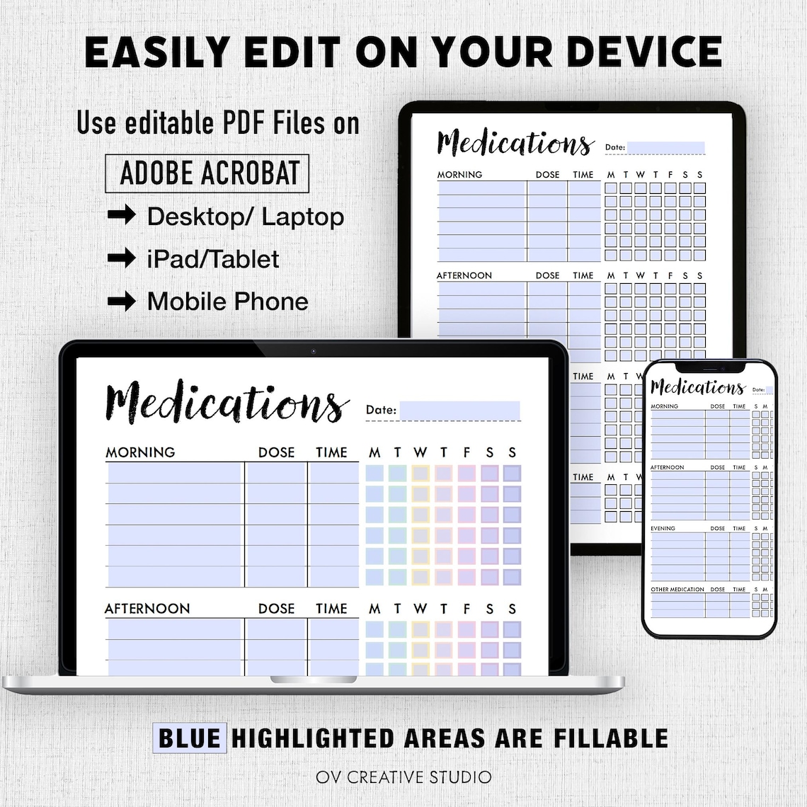 Editable Medication Schedule | Printable Easy Medicine Chart | Weekly ...