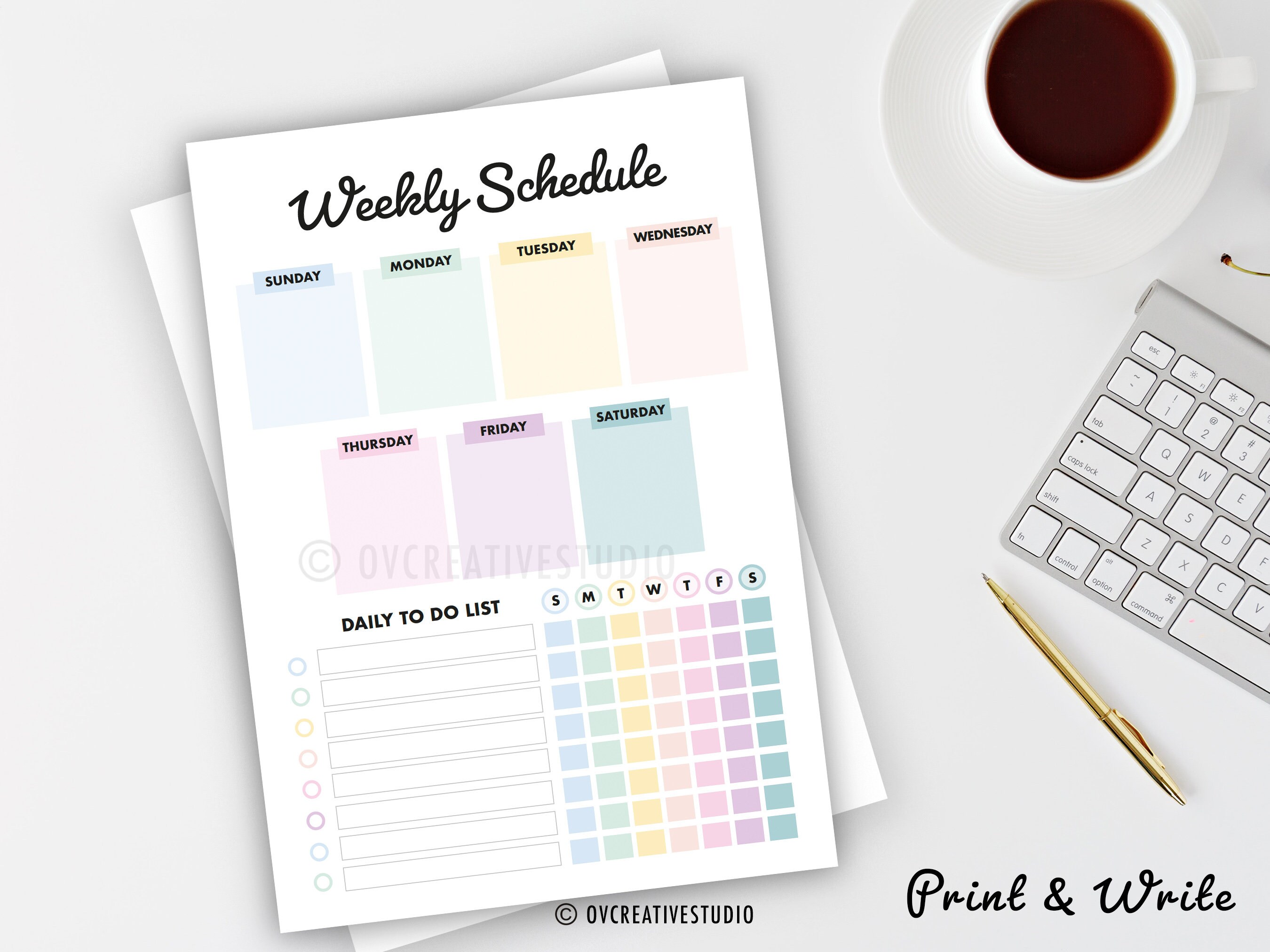 Editable Weekly Schedule Weekly School Schedule Weekly - Etsy