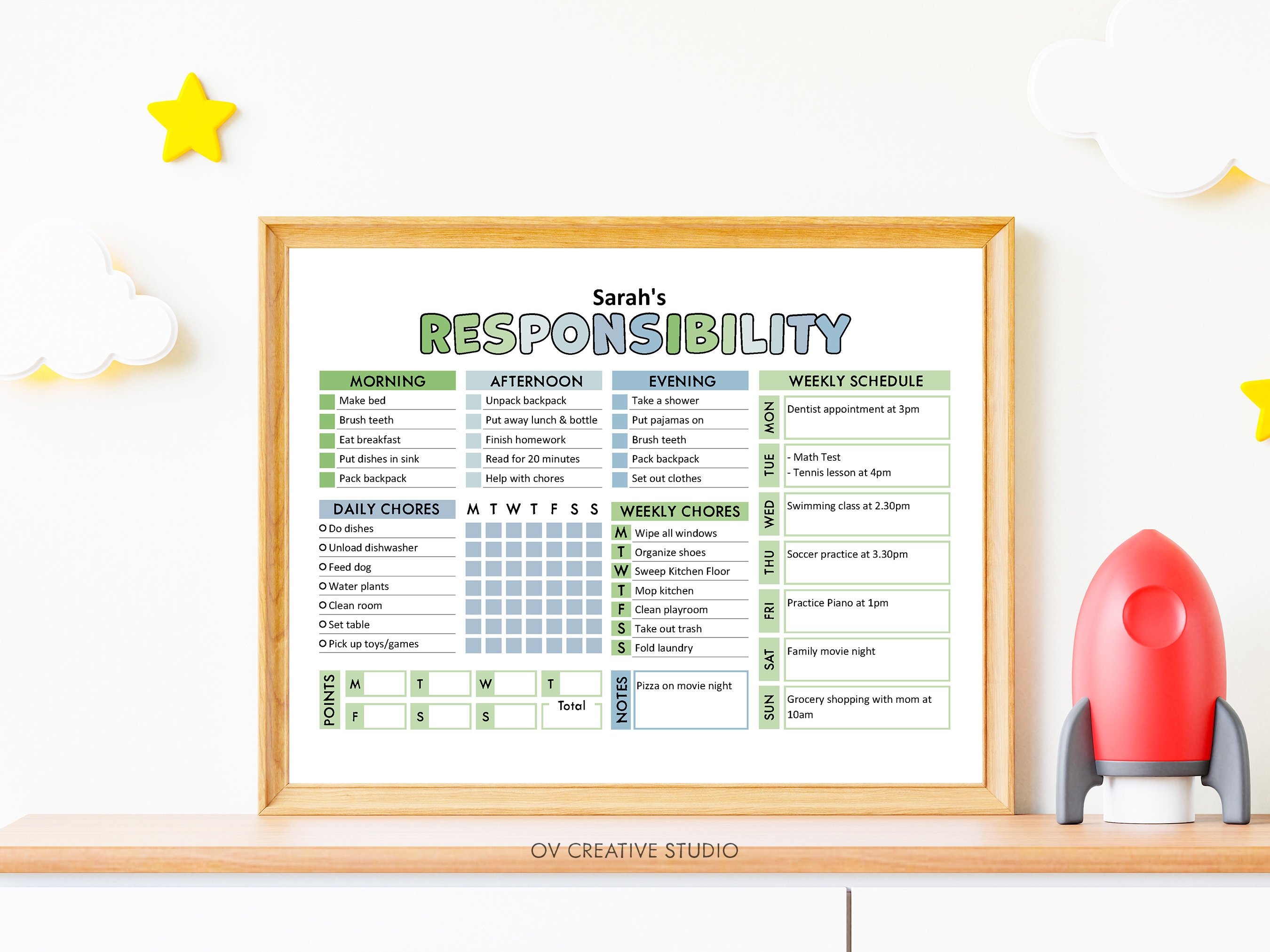 Editable Responsibility Chore Chart for Kids | Printable | Kids Daily ...
