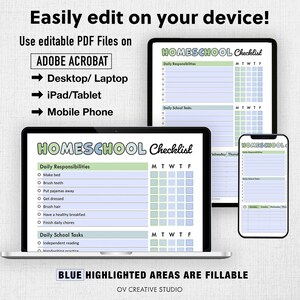 Editable Homeschool Checklist | Printable, Digital | Homeschool Planner ...
