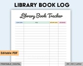 Library Book Tracker Printable Book Log Library Book - Etsy