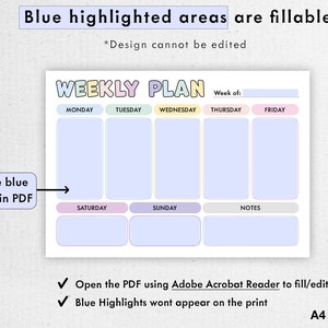 Editable Weekly Planner | Printable, Digital | Weekly Planner Organizer ...