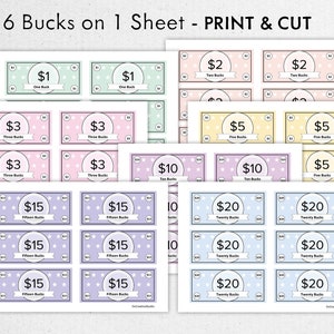 Editable Kids Reward Bucks | Printable | Mom Bucks, PDF Reward System ...